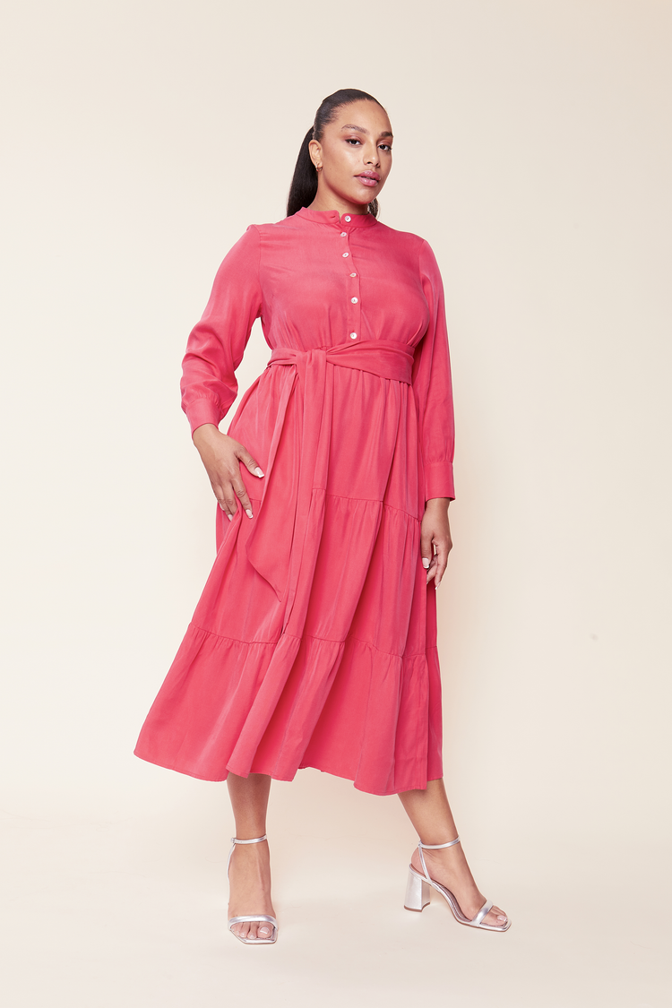 Raspberry Tiered Maxi Dress | Plus Size - UK12 - THE HOUR