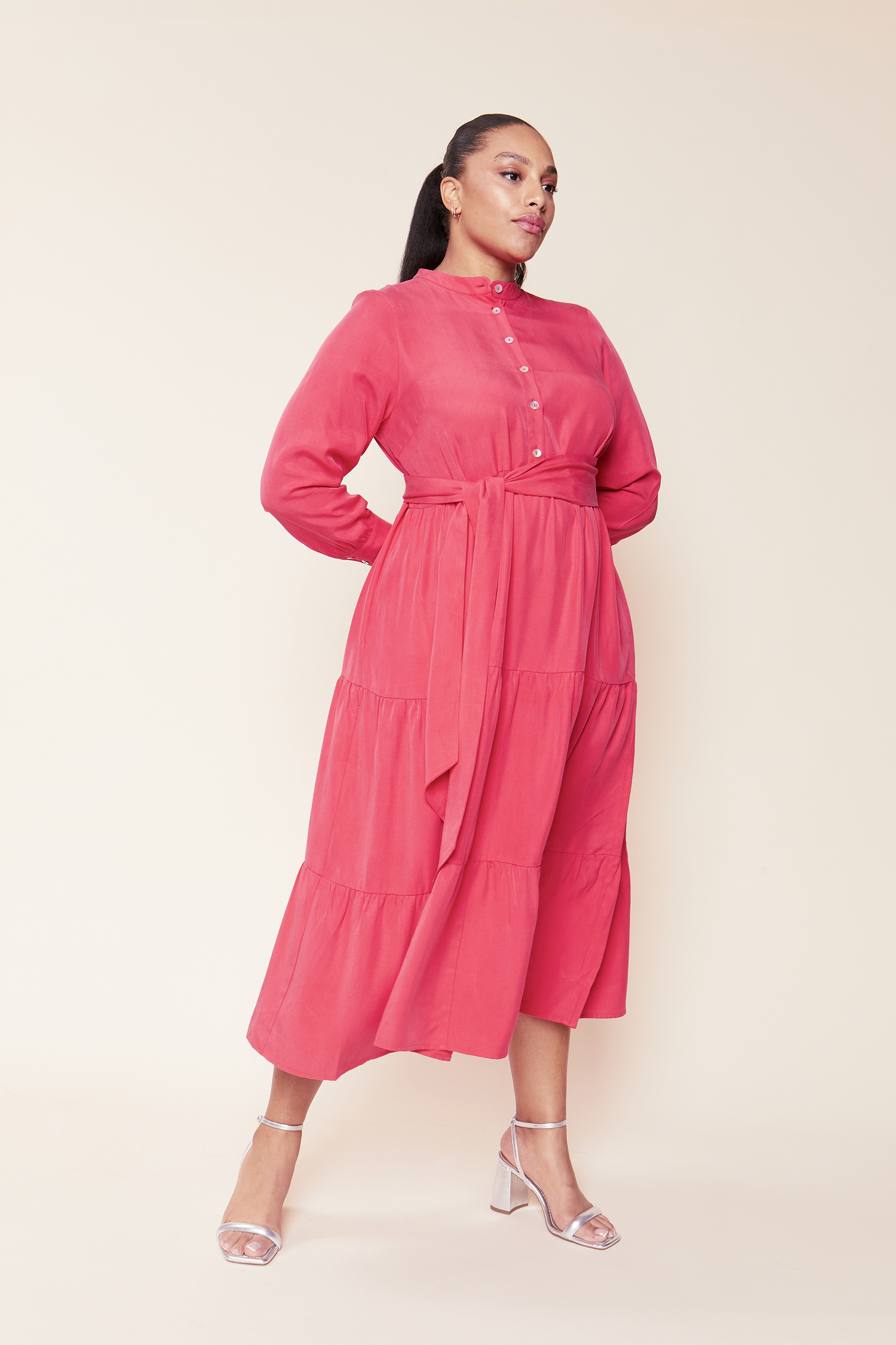 Raspberry Tiered Maxi Dress | Plus Size - UK12 - THE HOUR